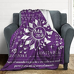 Mercuryelf Spanish Mom Blanket Gift, 40"x50" Flannel Fleece Blanket Throw, Feliz Dia de las Madres Regalos para Mamá en Español with Words of Encouragement,Hispanic Gifts for Mom from Daughter