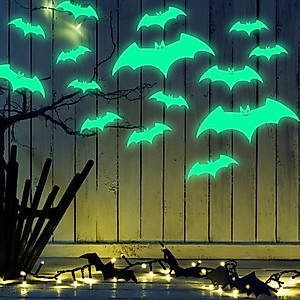 NICEMOVIC Glow in The Dark Bats Wall Decor, 30pcs Luminous Bat Wall Stickers, Halloween Decorations Bats Stickers for Kids Bedroom, Bats Stickers for Ceiling, Halloween Decor for Wall, Window