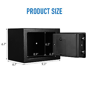 TENAMIC Safe Box 0.23 Cubic Feet Electronic Digital Security Box, Keypad Lock Box Cabinet Safes, Solid Alloy Steel Office Hotel Home Safe, Black
