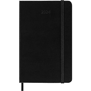 Moleskine DHB12WH2Y24 Notebook, Beginning January 2024, Weekly Diary, Horizontal (Horizontal) Hard Cover, Pocket Size (W x H x H): 3.5 x 5.5 inches (9 x 14 cm), Black