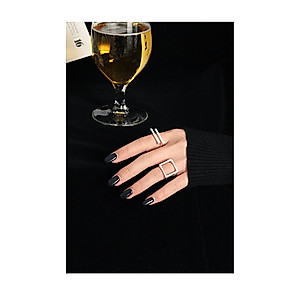 925 Sterling Silver Open Ring, Geometric Double Bar Women'S Jewelry, Wedding Party Silver One Size