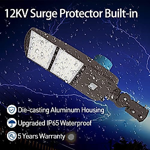 LED Parking Lot Lights with Dusk to Dawn Photocell 300 Watt, (1000W MH/HPS Equiv.) 5000K 42000LM Dimmable UL/DLC Certified LED Shoebox Lights Slip Fitter Mount