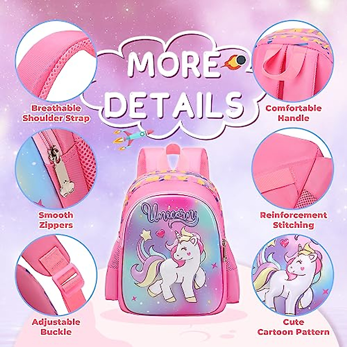 PIG PIG GIRL Toddler Backpack for Girls Boys Cute Kids Backpack for Preschool Children,Unicorn