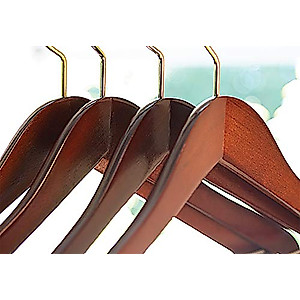 Concave Wooden Top Hanger with Walnut Finish, Thick Curved Coat Hangers with Brass Swivel Hook for Jackets or Fine Shirts (Set of 24) by The Great American Hanger Company