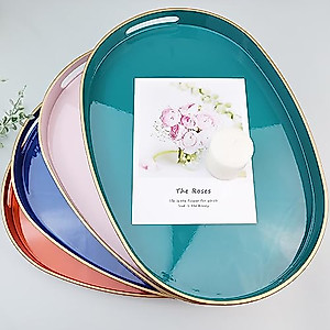 Omuriko Black Oval Decorative Tray with Handles, Versatile Serving Tray for Coffee Table, Ottoman, Ideal for Serving, Displaying, Organizing