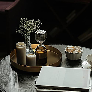 Gold Round Trays, Stainless Steel Metal Serving Tray, Home Decorative Bathroom Vanity Counter Top Organization Storage Tray for Jewelry/ Cosmetic/ Kitchen Tableware