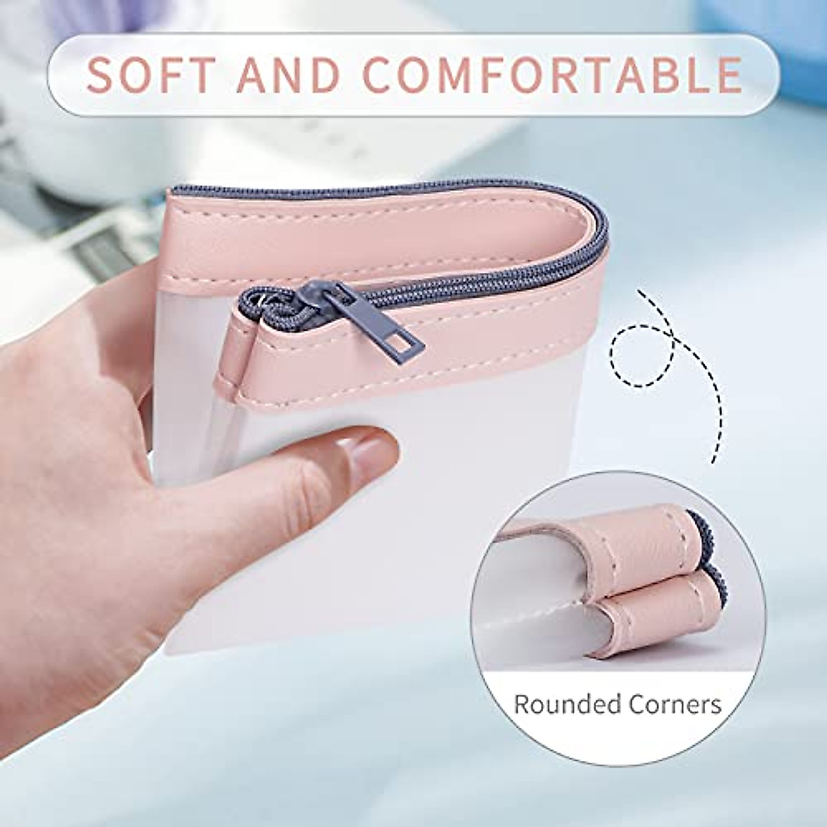 Toplive 3 Pcs Pencil Case Set, Clear Pencil Pouches, TPU Zipper Pen Case Bag, Pencil Storage Pouch, Makeup Bag for Women, Portable Office Stationery Pouch for Students Adults