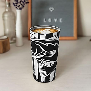 16 Oz American Flag Large Mouth Bass Fish Stainless Steel Vacuum Insulated Tumbler - Coffee Travel Mug Spill Proof With Lid - Thermos Cup For Keep Hot/Ice Coffee