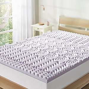 Mellow 2 Inch 5-Zone Memory Foam, Soothing Lavender Infusion, Full Mattress Topper