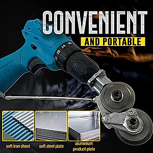 2023 New Electric Drill Plate Cutter Attachment Drill Attachment Metal Cutter Sheet Metal Cutter Drill Attachment Double Headed Sheet Metal Nibbler Cutter for Cutting Metal Plates Hard Materials
