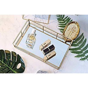 Rising Star Supply Golden Decorative Tray, Jewelry Perfume Makeup Organizer, Tray for Vanity, Table Centerpiece, Bathroom Tray, Coffee Table Tray