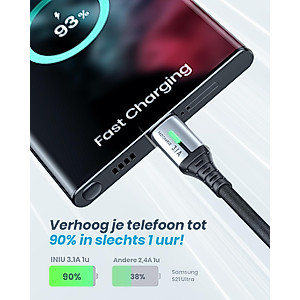 USB C Cable, INIU [5 Pack 3.1A] QC Fast Charging USB Type C Cable, Nylon(3.3+3.3+6.6+6.6+10ft) Phone Charger USB-C Cables for Samsung Galaxy S21 S20 S10 Plus Note 10 LG Google Pixel OnePlus Huawei etc