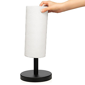 Modern Touch Accents Paper Towel Holder – Hand Towel Dispenser with Weighted Non-Slip Base for Kitchen, Countertop, Bathroom & Hotels - Easy One-Handed Tear Jumbo Paper Towel Roll Holder (Matte Black)