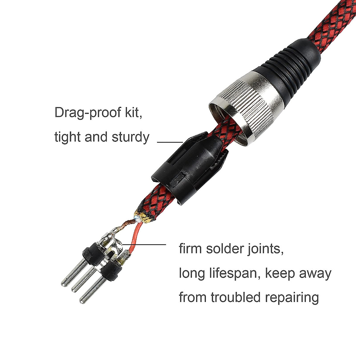 10FT Unbalanced 1/4 inches TS Male to XLR Male Mono Cable, Luterra Quarter Inch to 3pin XLRm Audio Cord, OFC Shield, Nylon Braided, for Mixer/Keyboard/Electronic Drum, 2Pack, KRUS-TS-XLRM-3MX2