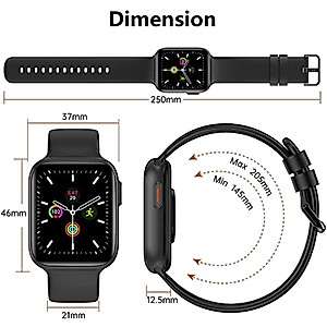 BRIBEJAT BT3 Smart Watch for Men Women Compatible with Samsung iPhone Android Phones (Dial/Answer Calls) 1.7'' 2.5D Screen, Voice Assistant, SpO2/Heart Rate/Sleep Monitor, IP68 Waterproof, Black