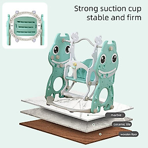 Kids Swing and Slide Set with Basketball Ring and Music Player Kids Fun Slide Set for Indoor and Outdoor Playground Playset (Music Dream Dragon Green)