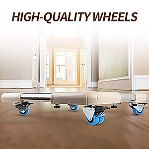 SPACECARE Furniture Dolly Adjustable Mobile Roller Mini Fridge Stand Washing Machine Stand with 8 Locking Swivel Wheels Universal Mobile Base Moving Cart for Dryer Refrigerator, Capacity 500 Lbs,White