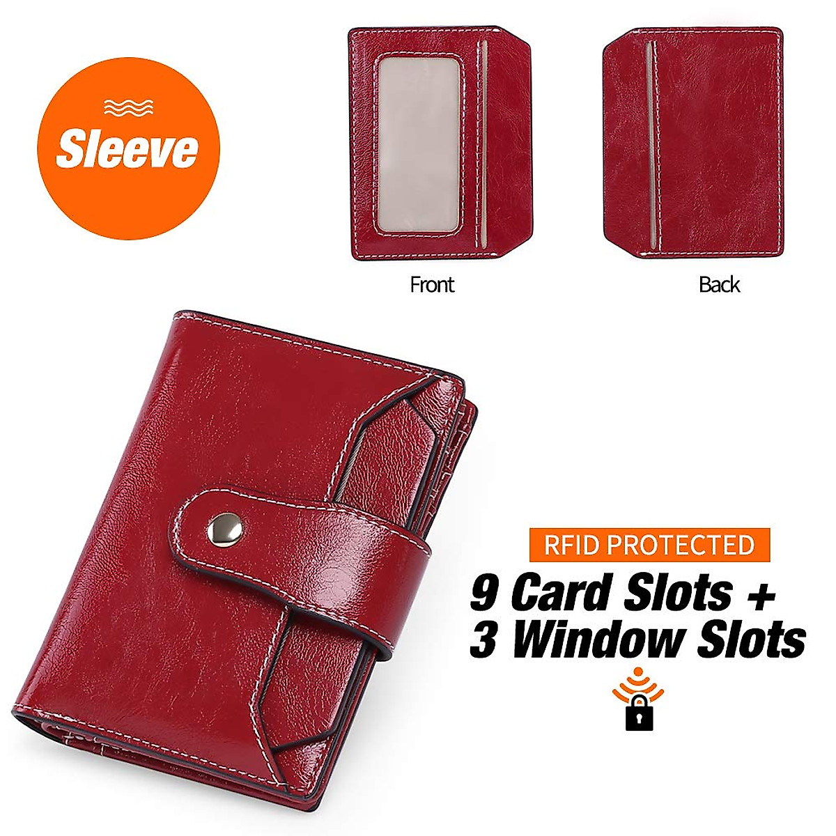 GOIACII Women Wallet RFID Blocking Leather Small Bifold Zipper Pocket Wallet Compact Card Case Purse with ID Window