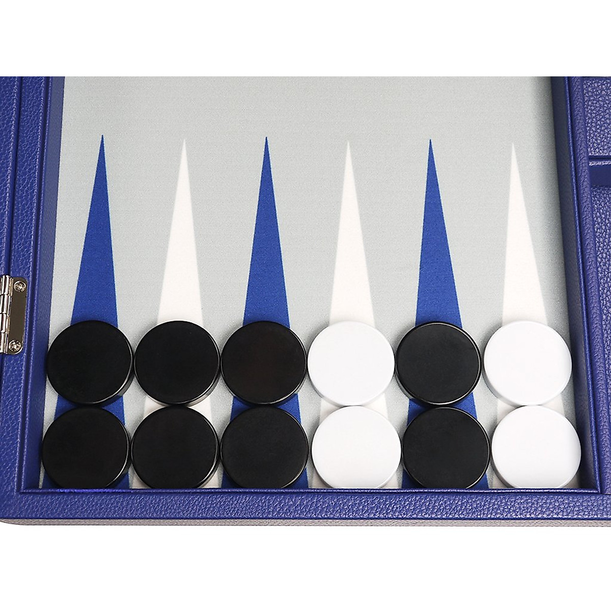 19-inch Premium Backgammon Set - Large Size - Indigo Blue Board, White and Navy Blue Points