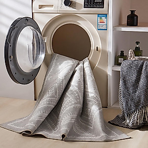 COOVA Vintage Printed Extra Large Living Room Area Rug – Kid and Pet Friendly 8x10ft Rug, Non-Shedding Soft Non-Slip Area Carpet, Foldable Bedroom Rug, Eco-Friendly Washable Rug,Rhombus Taupe