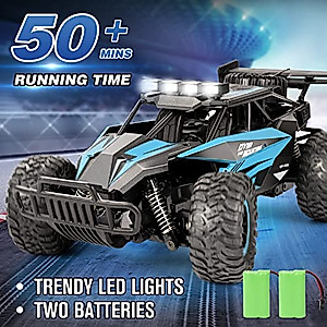 kolegend RC Cars 20 Km/h Remote Control Car 50+min with Chassis Lights 2 Batteries, 13 Inch All Terrains RC Monster Trucks Off Road Vehicle for Boys Girls Kids