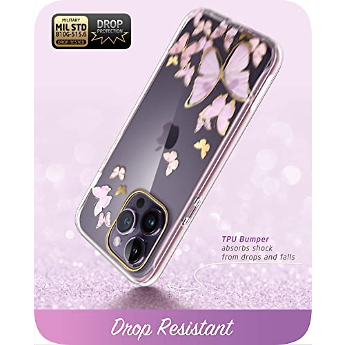 i-Blason Cosmo Series for iPhone 14 Pro Case 6.1 inch (2022 Release), Slim Full-Body Stylish Protective Case with Built-in Screen Protector (Purplefly)