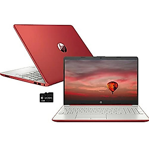 2021 HP Pavilion 15.6" HD Laptop Computer, Intel Pentium Processor, 16GB RAM, 1TB SSD, HD Webcam, USB-C, HDMI, Ethernet RJ-45, Windows 10 S, Red, GOLDOXIS 32gb MicroSD Card
