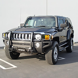 ARIES 204076 3-Inch Round Black Steel Nerf Bars, No-Drill, Select Hummer H3