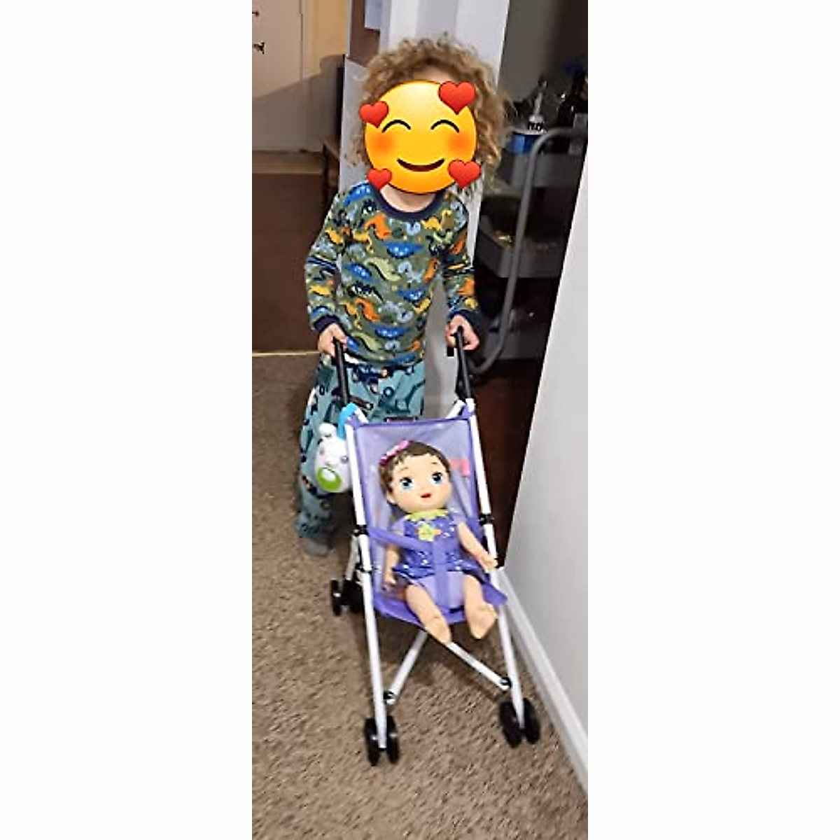 Anivia Baby Doll Collection Doll Stroller Heart Design Gifts for Toddlers and Girls Foldable Doll Stroller