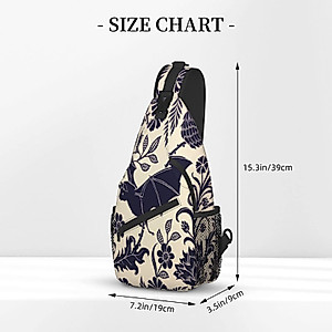 AJUNJUNPAI Halloween Bat Flower Shoulder Bags Mini Sling Bag Crossbody Fashion Chest Daypack For Men Women Outdoor Cycling Hiking Travel