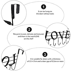 Healifty 1pc Storage Over Hook Hats Livingroom Mudroom Door Rails Towel Hanger Jackets Punching- free Decor Iron Hanging Home Metal Shop Clothes Wall Art Gadget Love Duty Hangers The