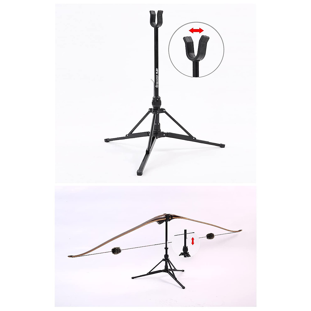 BICASTER Archery Bow Stand Full CNC Machined Aluminum Steel Heavy Duty Automatic Open/Fold for Recurve Bow Longbow Takedown Bow (Silver Short)