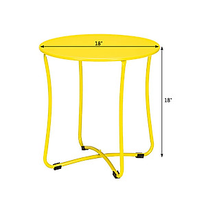 Volowoo Round Sofa Side End Table,Small End Table,Laptop Table,Waterproof Coffee Table Metal Frame Nightstand for Living Room,Bedroom,Patio&Office,Yellow