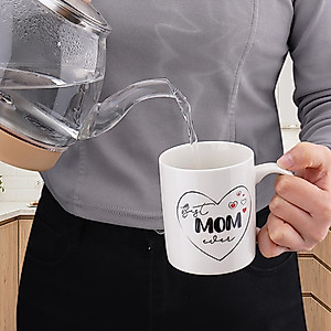 BB Hapeayou Mothers Day Gifts Mug Cup-Best Mom Ever Ceramic White Coffee Cup for Moms Grandmother from Daughter Son (12oz)