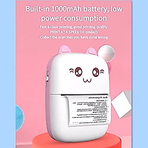 KGG Portable Mini Printer Pocket Wireless Bluetooth Thermal Printers with 9 Rolls Printing Paper for Photo Receipt Label Memo Wrong Question Notes QR Code Inkless Printing with iOS Android APP Pink