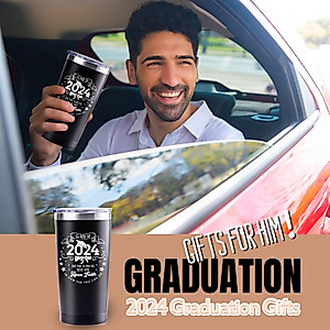 Fanuk Graduation Gifts for Him,Congratulations Gift Class of 2024 for Men Women High School Colleage Students 20 OZ Graduation Tumbler (Black)