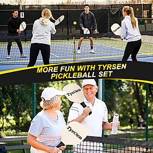 TYRSEN Pickleball Set with Net, 22FT USAPA Regular Size Portable Pickleball Net System for Driveway Backyard, 4 Paddles & 6 Balls, Strong PE Net and Steady Steel Frames for Indoor Outdoor