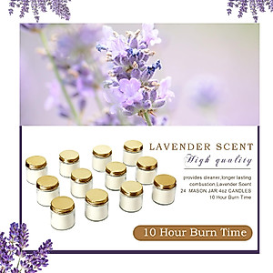 Lounsweer 24 Pcs Bulk Candles Mini Mason Jar Candles 4oz Small Scented Wedding Favors Gifts Lavender Wax Stress Relief Aromatherapy Candles for Christmas Birthday Baby Shower Party Favors(Gold)
