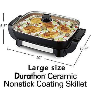 12x15" Nonstick Ceramic Electric Skillet - with Removable Pan, Adjustable Temperature, Reversible Design