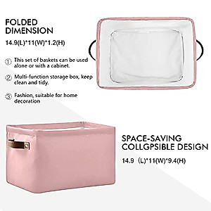 WELLDAY 1PCS Storage Basket Pink Solid Color Large Foldable Storage Bin Cube Collapsible Organizer