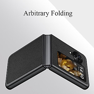 Genuine Leather Case for Oppo Find N3 Flip, Shockproof Flip Cover Cowhide Leather Hard PC Durable Folding Protective Case Cover for Oppo Find N3 Flip