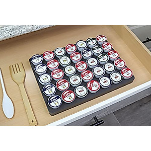 Polar Whale Coffee Pod Storage Organizer Tray Drawer Insert for Kitchen Home Office Waterproof 10.9 x 14.9 Inches 35 Slots Compatible with Keurig K-Cup Durable Dark Gray Foam Made In The USA