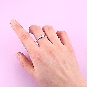 MILACOLATO 925 Sterling Silver Rings for Women 18K White Gold Plated Dome Plain Signet Rings Tarnish Resistant Stackable Statement Band Thumb Ring Comfort Fit Size 10, Smooth Style