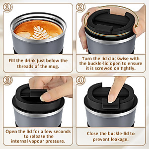 KETIEE Travel Coffee Mug Spill Proof 12oz, Insulated Coffee Mug to Go, Thermo Hot Coffee Tumbler, Reusable Coffee Cups with Seal Lid, Vacuum Stainless Steel Coffee Travel Mugs for Hot/Ice Coffee Tea