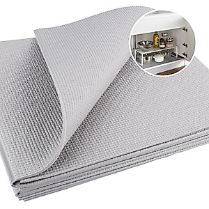 BUTJIJV Waterproof Shelf Liner for Under Sink, ( 5mm Thick, 24×82 Inch ), Slip-Resistant Kitchen Cabinet Protection Mats, Non-Adhesive PVC Foam Wire Shelf Liner, Grey Tool Drawer Liner