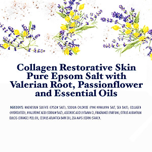 Dr Teal's Skin Therapy Epsom Salt Bath Soak Collagen + Restorative Skin with Valerian Root, Passionflower and Essential Oils, 2 lbs (Packaging May Vary)