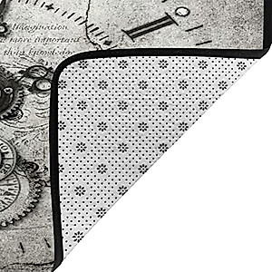 Minalo Large Area Rug Decorative Covering Floor,Steampunk Clock,Non Slip Washable Indoor Doormat Soft Area Rugs for Living Room Bedroom 3 x 5Ft