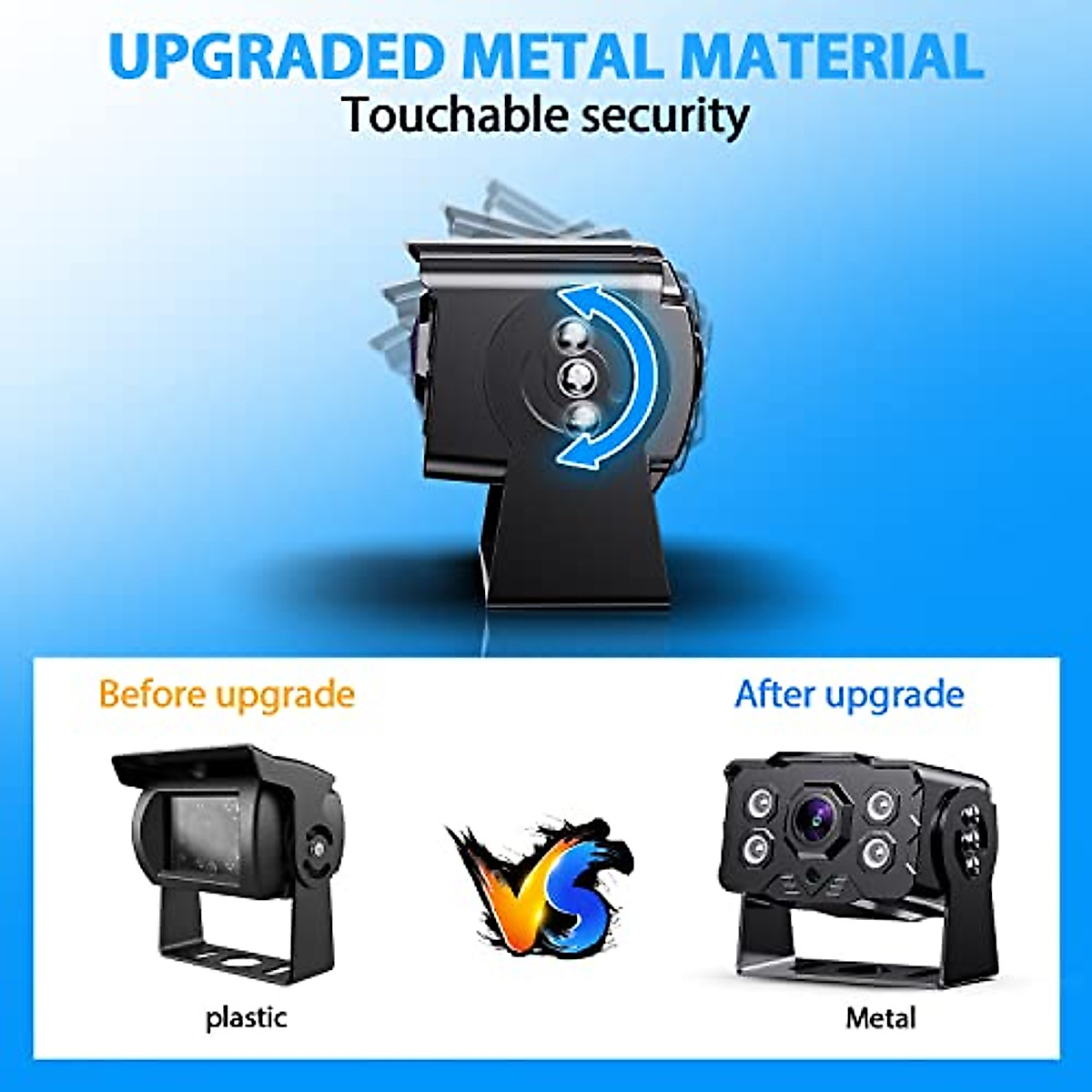 eRapta 1080p Backup Camera System Kit,7'' Reversing Monitor with IP69 Waterproof Wired Backup Camera for RV Truck/Trailer/Tractor /Box Truck Y0202