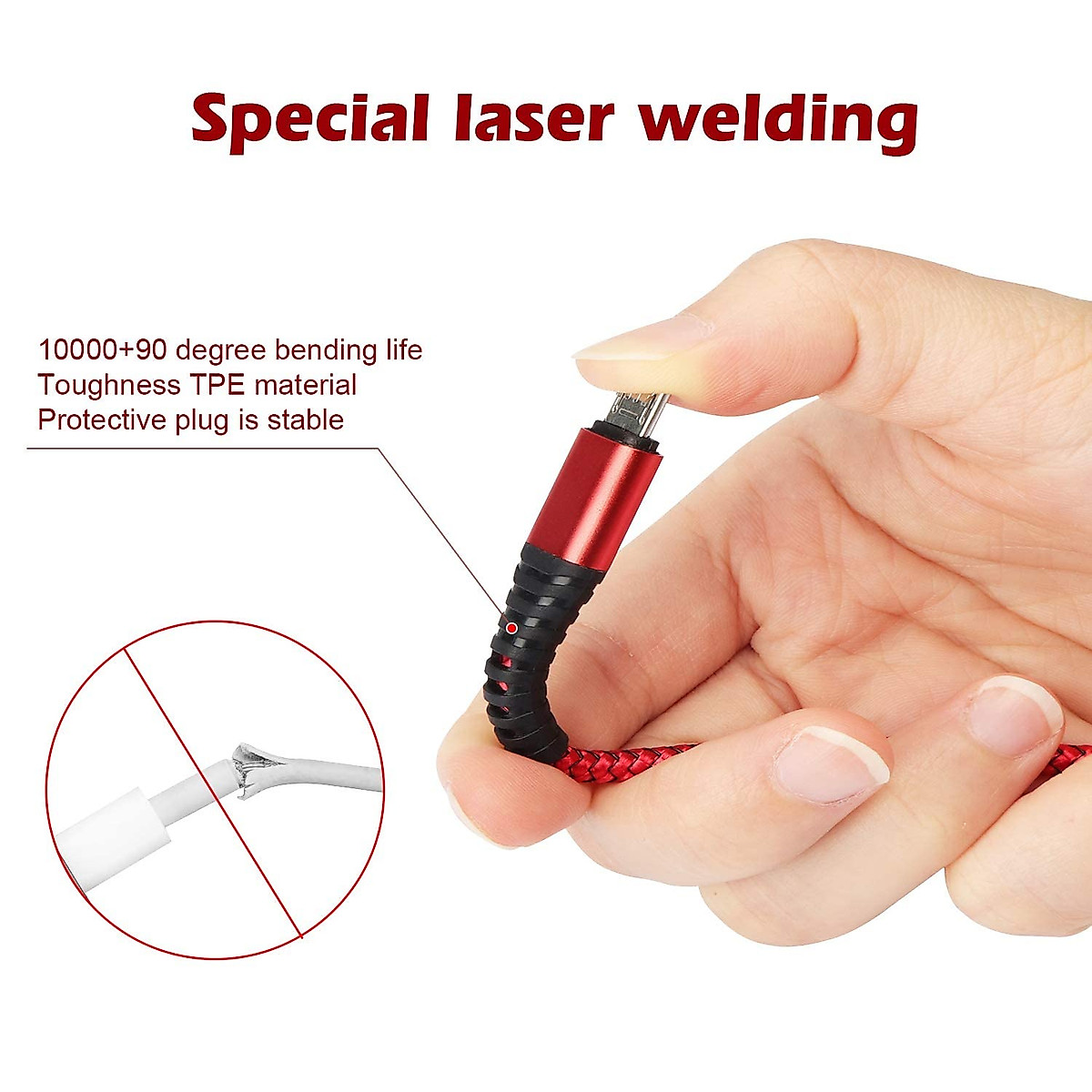 XUANMEIKE Charger Cable for Xbox One Controller, 2 Pack 10FT Super Long Nylon Charging Cable, Compatible with Xbox One S/X, PS4 Slim/Pro Controller, Android Phone (Black & Red)