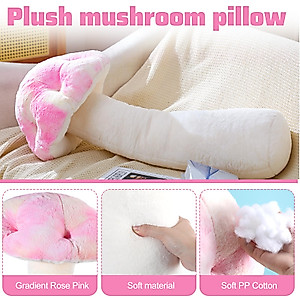 HunnmingRe 39.4'' Mushroom Body Pillow Long Plush Mushroom Shaped Pillow Cute Sleeping Hugging Pillow Stuffed Giant Mushroom Body Pillow for Christmas Birthday Gift Car Sofa Home Decoration